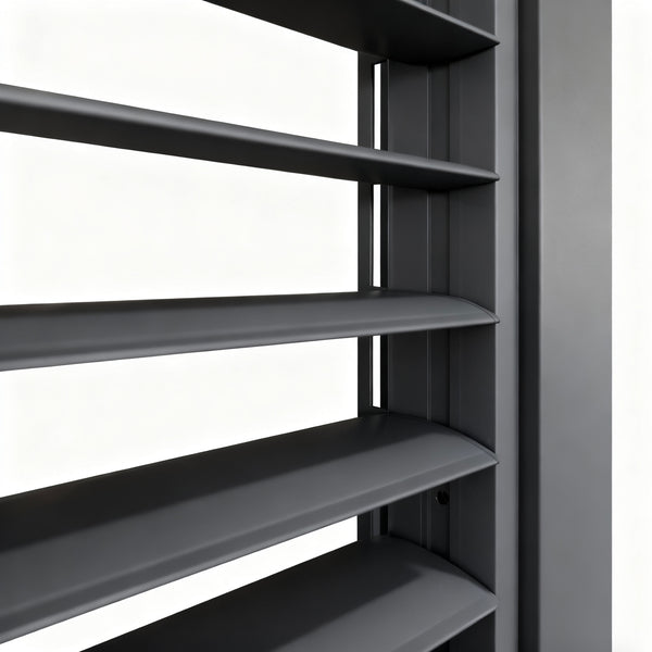 4M Aluminium Shuttered Louvre Side Wall (1m x Four Panels) in Dark Gre ...